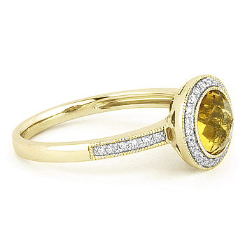 1.39ct Round Citrine Diamond Pave Halo Setting 14k Yellow Gold ...